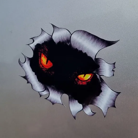 DOPASTICKER Evil Devil Eyes Ripped Open Metal Sticker For Car Phone ...