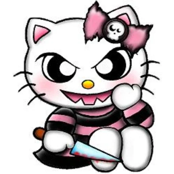 DOPASTICKER Evil Kitty With Knife Sticker Laptop Sticker Phone Decal ...