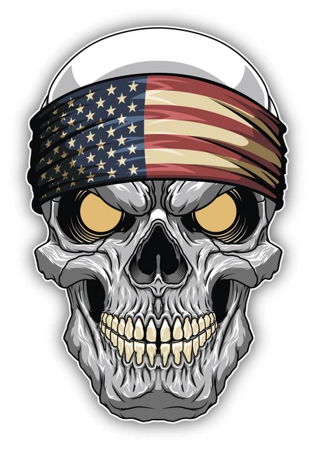 DOPASTICKER Evil Skull Usa Flag Bandana Sticker Decal Phone Decal Water ...