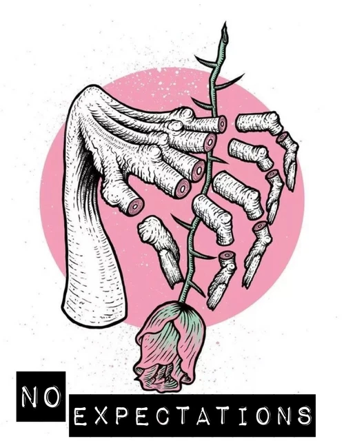 DOPASTICKER No Expectations Quote Love Relationship Rose Skeleton Hurt ...