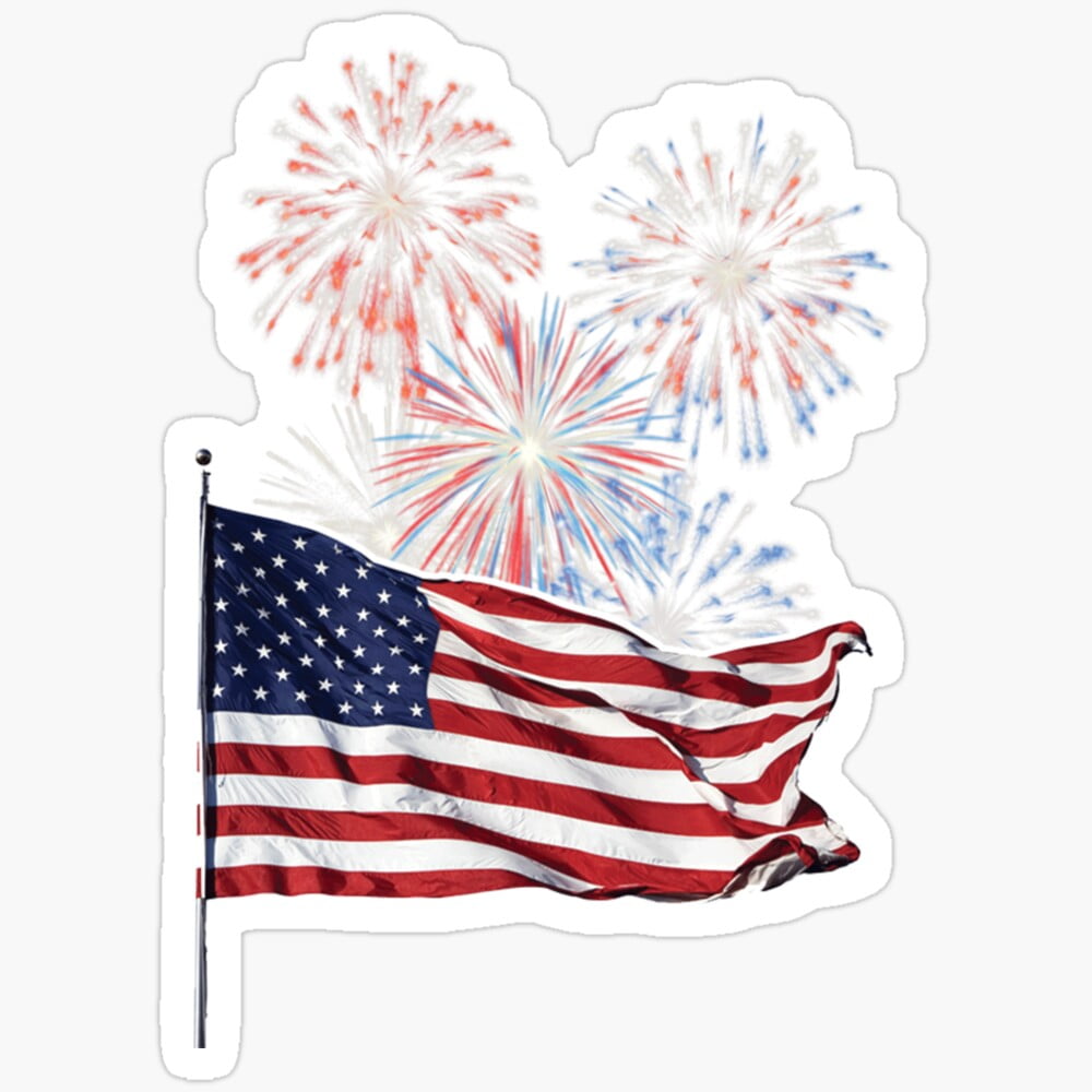 DOPASTICKER Exploding Fireworks American Flag Sticker Phone Decal Water ...