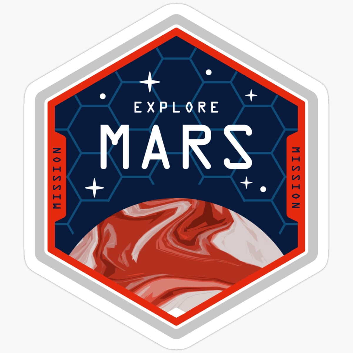 DOPASTICKER Explore Mars Badge Sticker Waterproof Sticker For Water ...