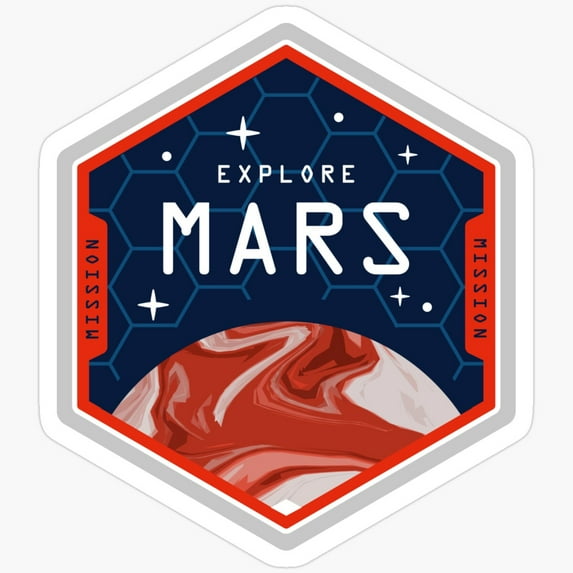 DOPASTICKER Explore Mars Badge Sticker Waterproof Sticker For Water Bottles, Laptops, Notebooks ...