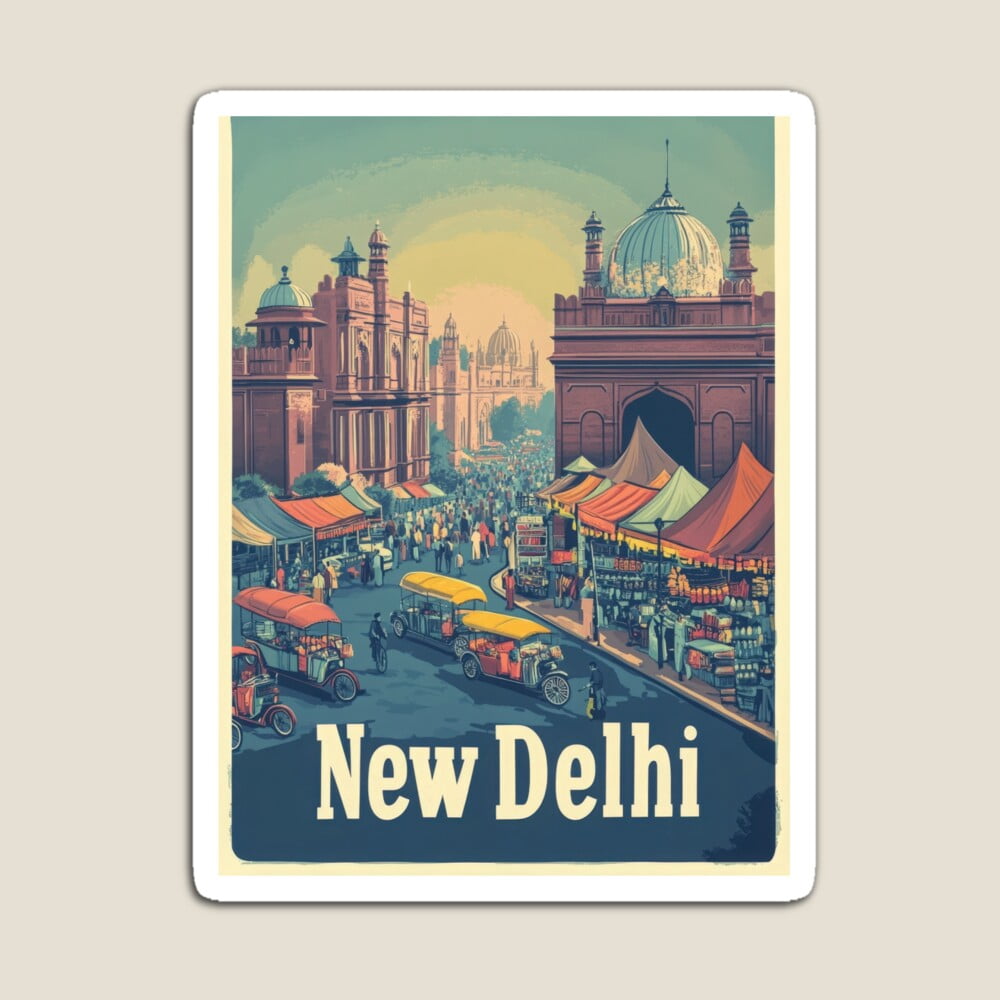 DOPASTICKER Exploring A Lively Street Market In New Delhi, Vendors ...