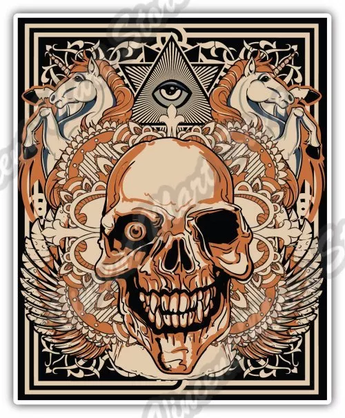 DOPASTICKER Eye Providence Illuminati Skull Gift Idea Car Sticker Decal ...