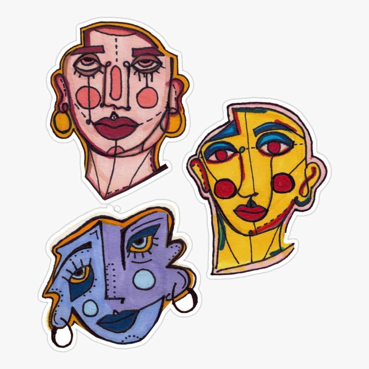 DOPASTICKER Faces Sticker, Phone Sticker Water Bottle Sticker Car ...