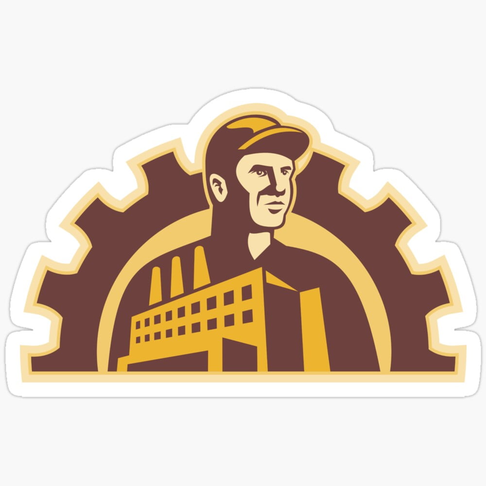 DOPASTICKER Factory Worker Building Gear Cog Retro Sticker Phone Decal ...