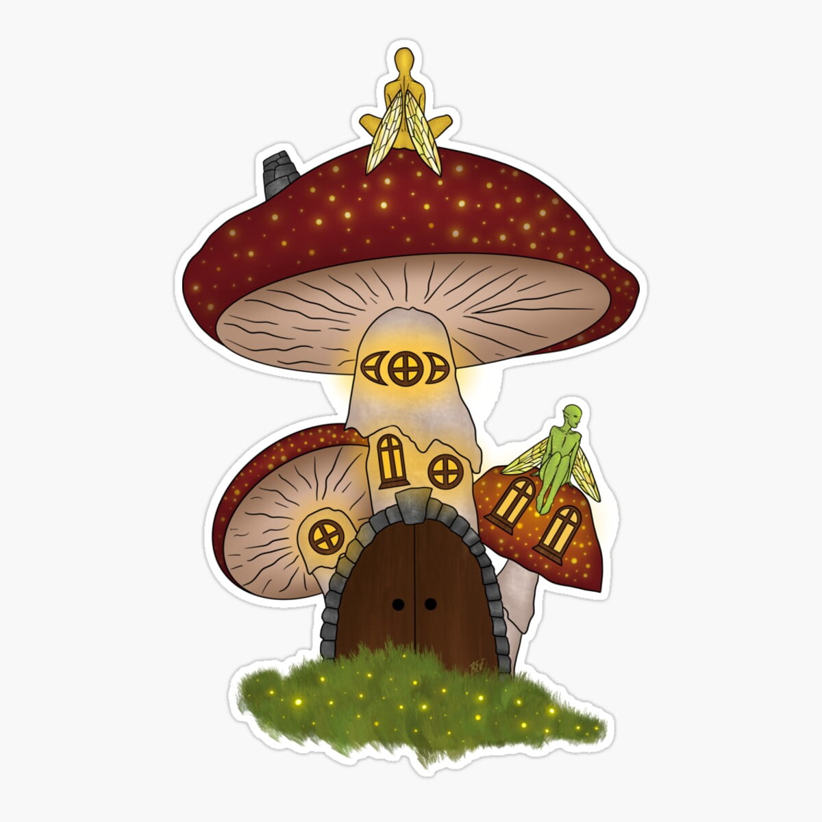 DOPASTICKER Fae Mushroom Cottage Sticker, Phone Sticker Car Stickers ...