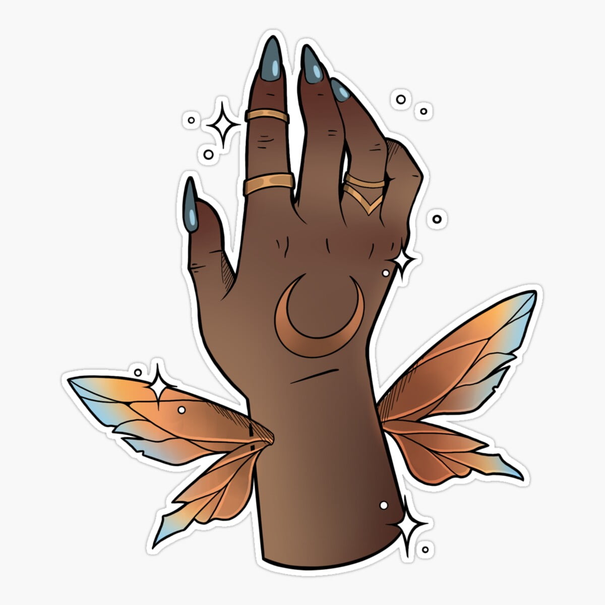 DOPASTICKER Fairy Hand (Orange,Blue) Sticker, Phone Sticker Car ...