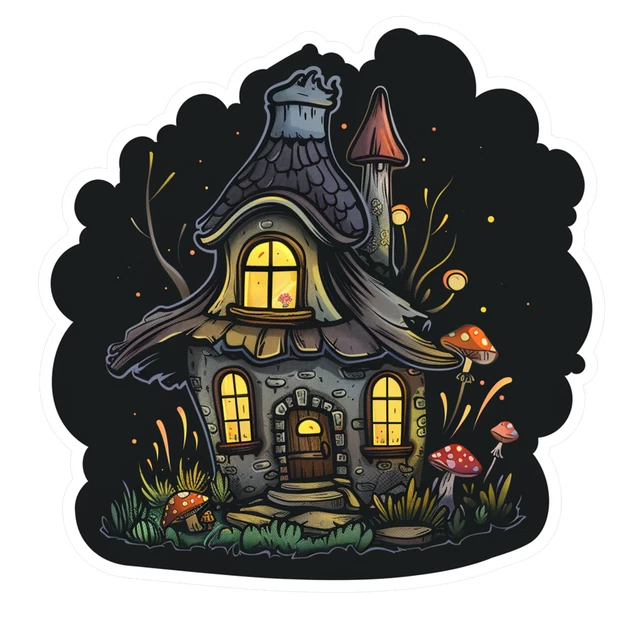 DOPASTICKER Fairy House Sticker Cute Faerie Mushrooms Garden Pixie ...