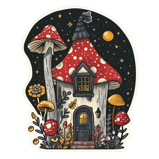 DOPASTICKER Fairy House Sticker Cute Faerie Mushrooms Garden Pixie ...