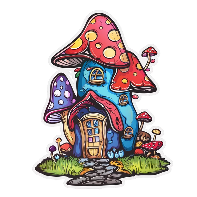 DOPASTICKER Fairy House Sticker Cute Faerie Mushrooms Garden Pixie ...