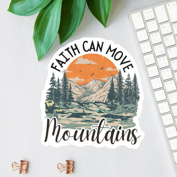 DOPASTICKER Faith Can Move Mountains Sticker, Laptop Sticker, Water ...