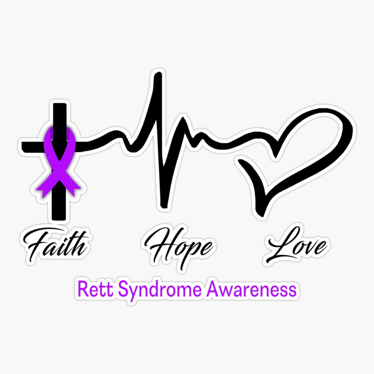 DOPASTICKER Faith Hope Love Rett Syndrome Awareness Sticker, Phone ...