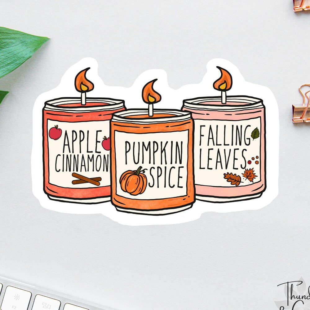 DOPASTICKER Fall Candles, Apple Cinnamon, Pumpkinpice, Falling Leaves ...