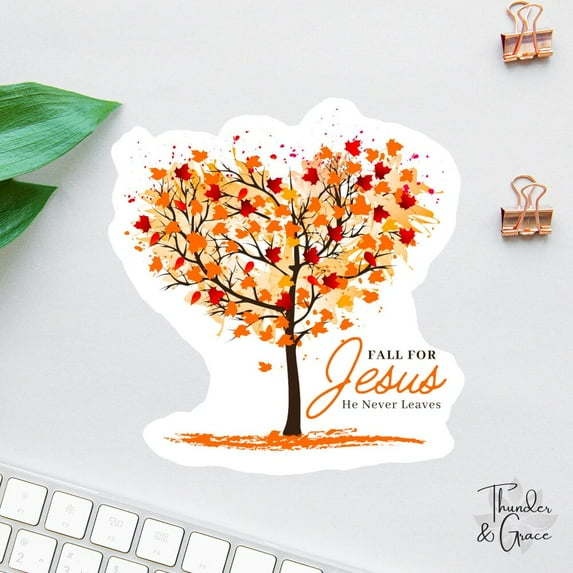 DOPASTICKER Fall For Jesus Sticker, Autumn Leaf Sticker, Fall Is My ...