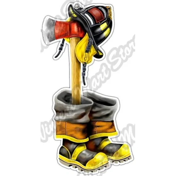 DOPASTICKER Fallen Firefighter Gas Mask Axe Fire Car Sticker Decal ...