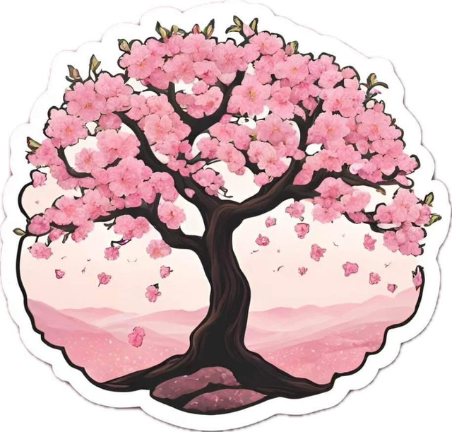 DOPASTICKER Falling Cherry Blossom Leaves Sticker Phone Decal Water ...