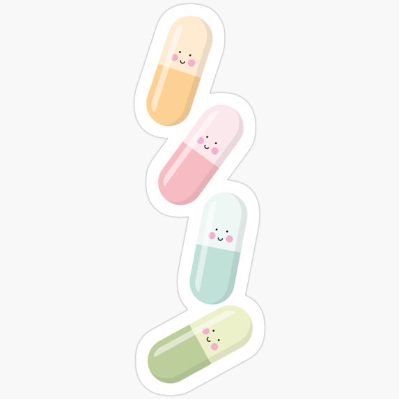 DOPASTICKER Falling Cute Pills Sticker. Gift You - Decorate Laptops ...