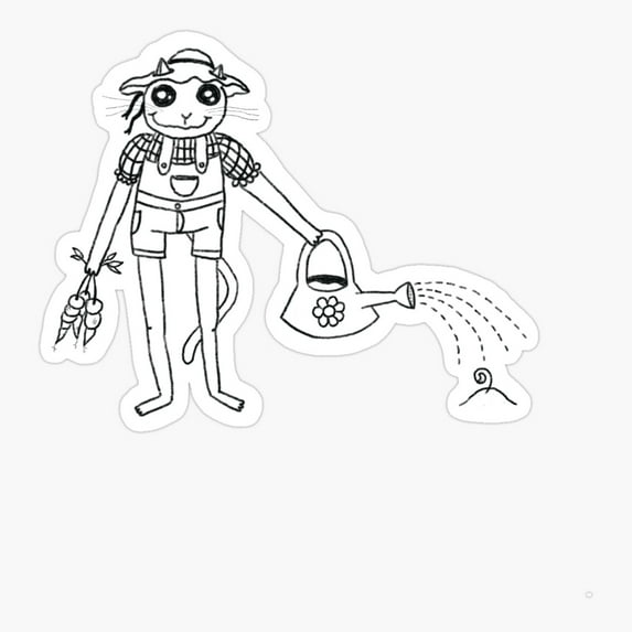 DOPASTICKER Farmer Cat - Black And White Sticker, Phone Sticker Car ...