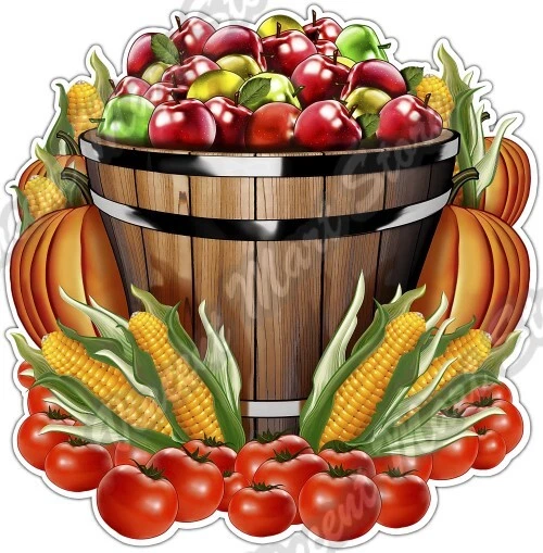 DOPASTICKER Farmers Market Basket Vegetables Farming Car Sticker Decal ...