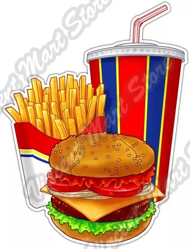 DOPASTICKER Fast Food Burger Fries Soda Cheeseburger Car Sticker Decal ...