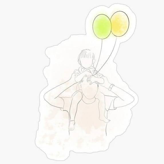 DOPASTICKER Father And Child Line Drawing Portrait Sticker Birthday ...