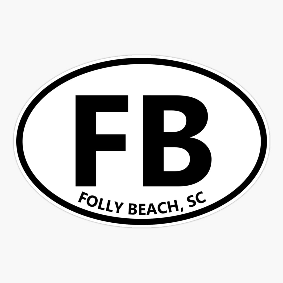 DOPASTICKER Fb - Folly Beach Sc Modern Style Oval Sticker, Phone ...