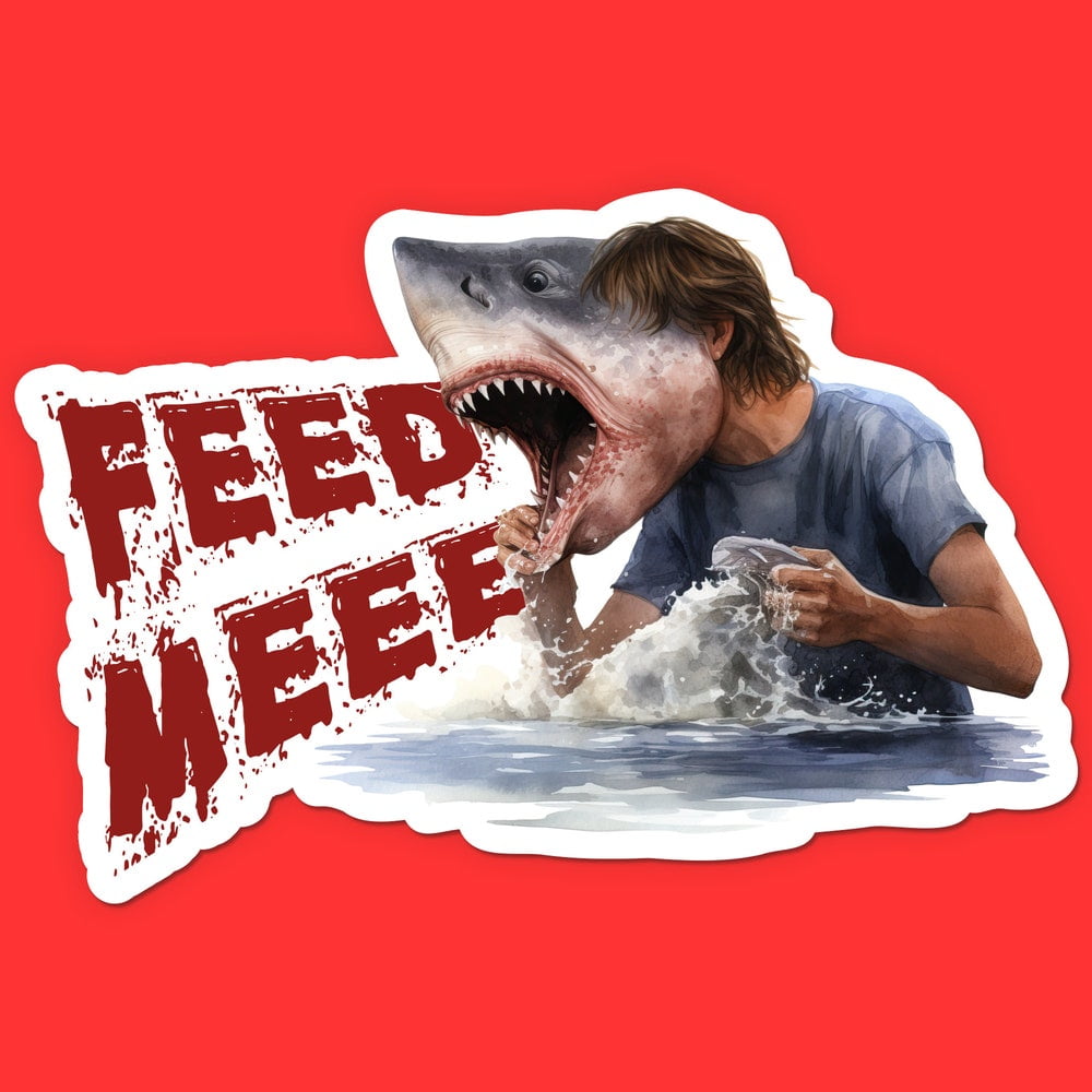 DOPASTICKER Feed Me Shark Sticker - Realistic Shark Design Phone Decal ...
