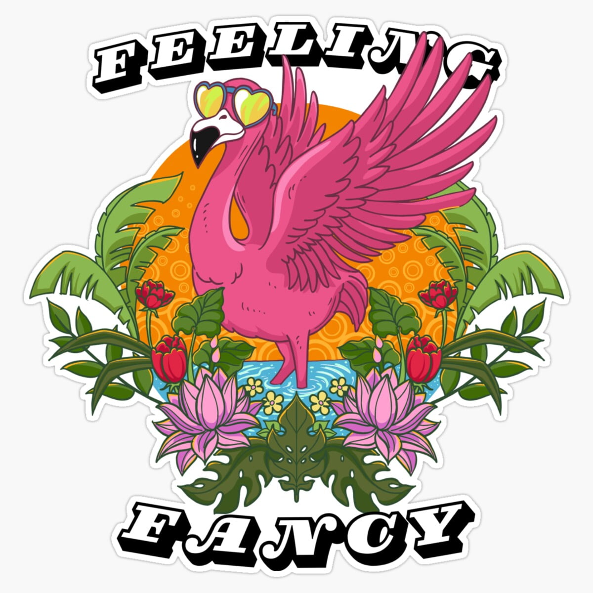 DOPASTICKER Feeling Fancy Flamingo Tropical Vacation Vibes Sticker ...