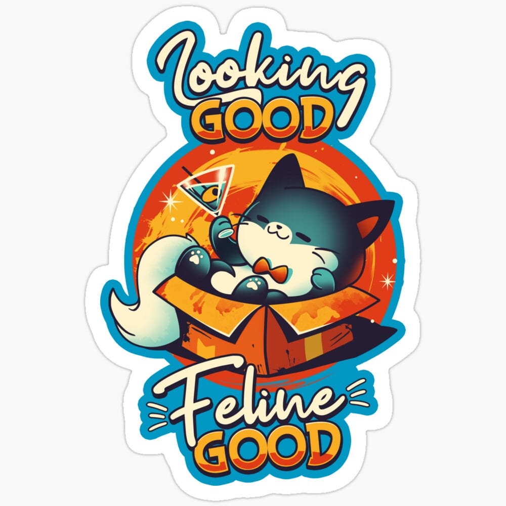 DOPASTICKER Feline Good - Cute Fancy Cat Sticker Phone Decal Water ...