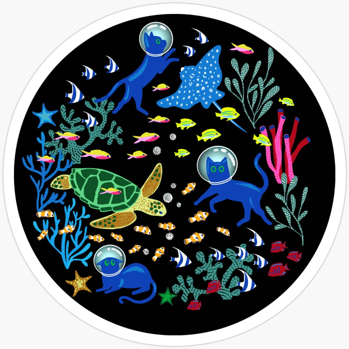 DOPASTICKER Feline Seabed Explorationdeep Sea Sticker Birthday Gifts ...