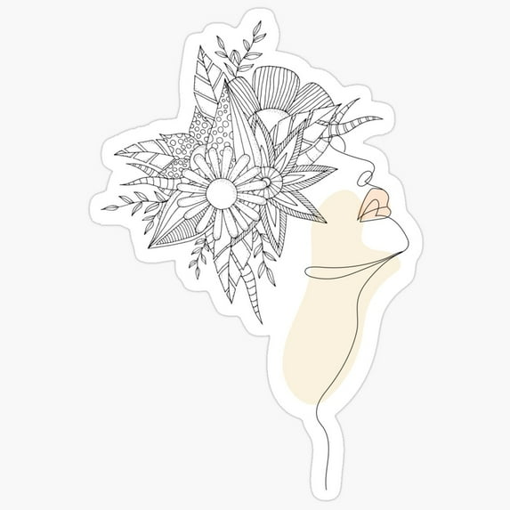DOPASTICKER Female Floral Line Sticker Waterproof Sticker For Water ...