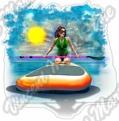 DOPASTICKER Female Paddleboarder Paddleboard Sup Stand Car Sticker ...