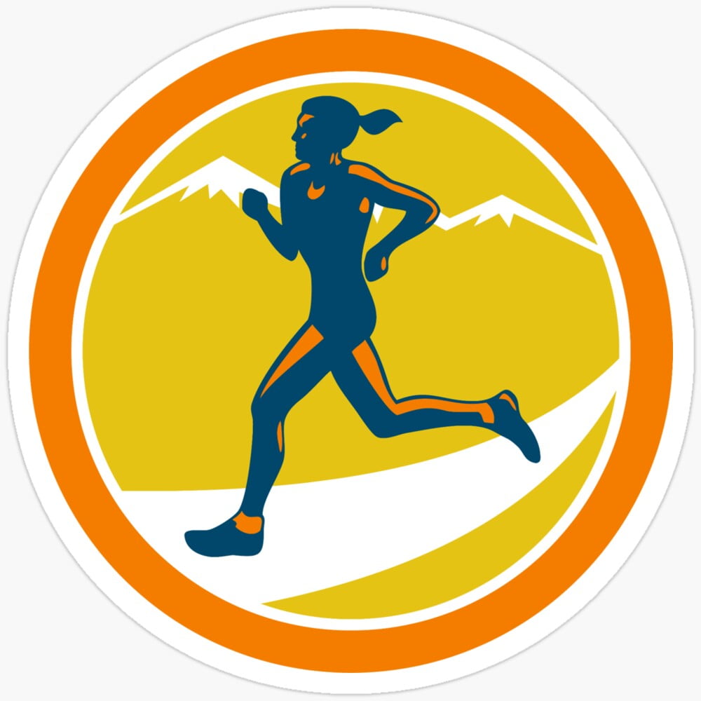 DOPASTICKER Female Triathlete Runner Running Retro Sticker Phone Decal ...