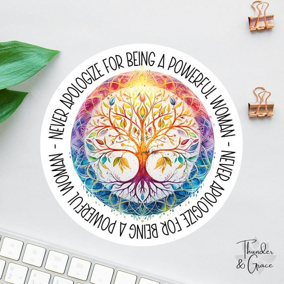 DOPASTICKER Feminist Strong Woman Rainbow Mandala Tree Of Life Sticker ...