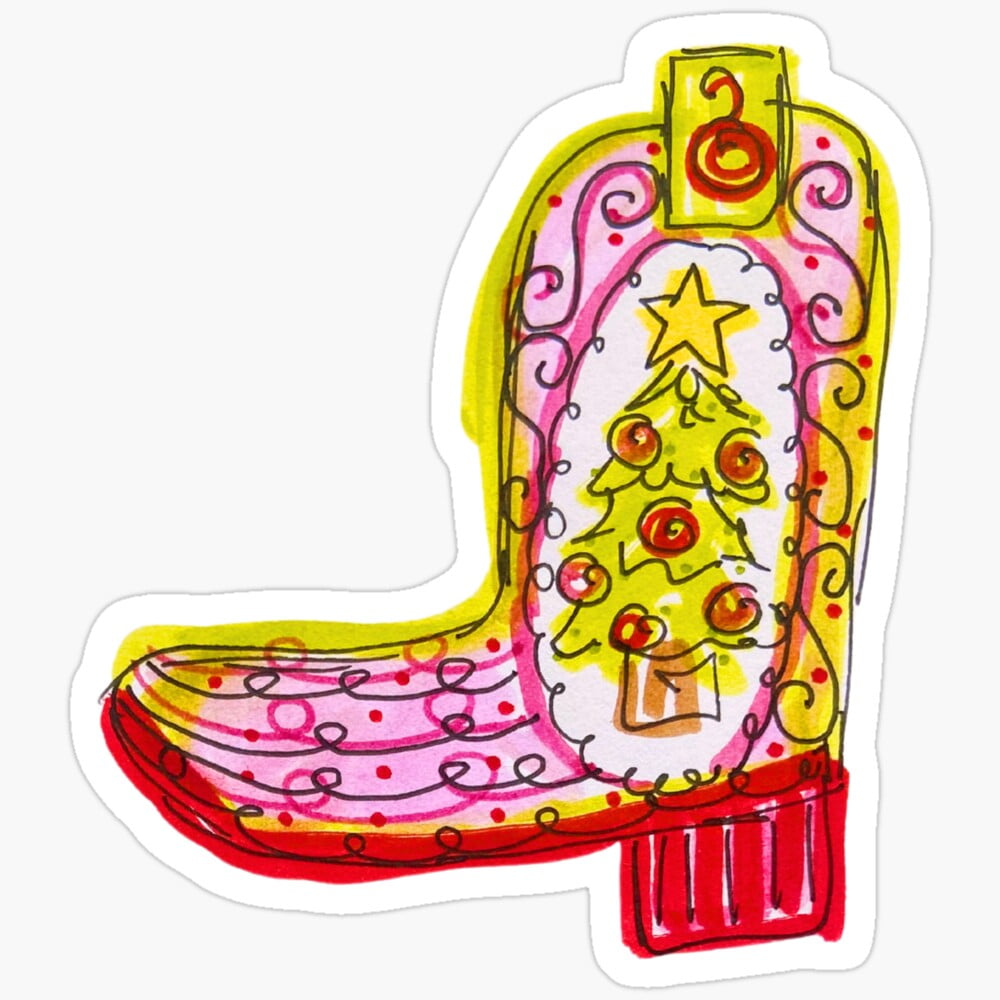 DOPASTICKER Festive Cowboy Boot Sticker Phone Sticker, Latop Sticker ...