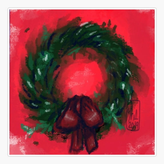 DOPASTICKER Festive Wreath Sticker, Phone Sticker Water Bottle Sticker ...