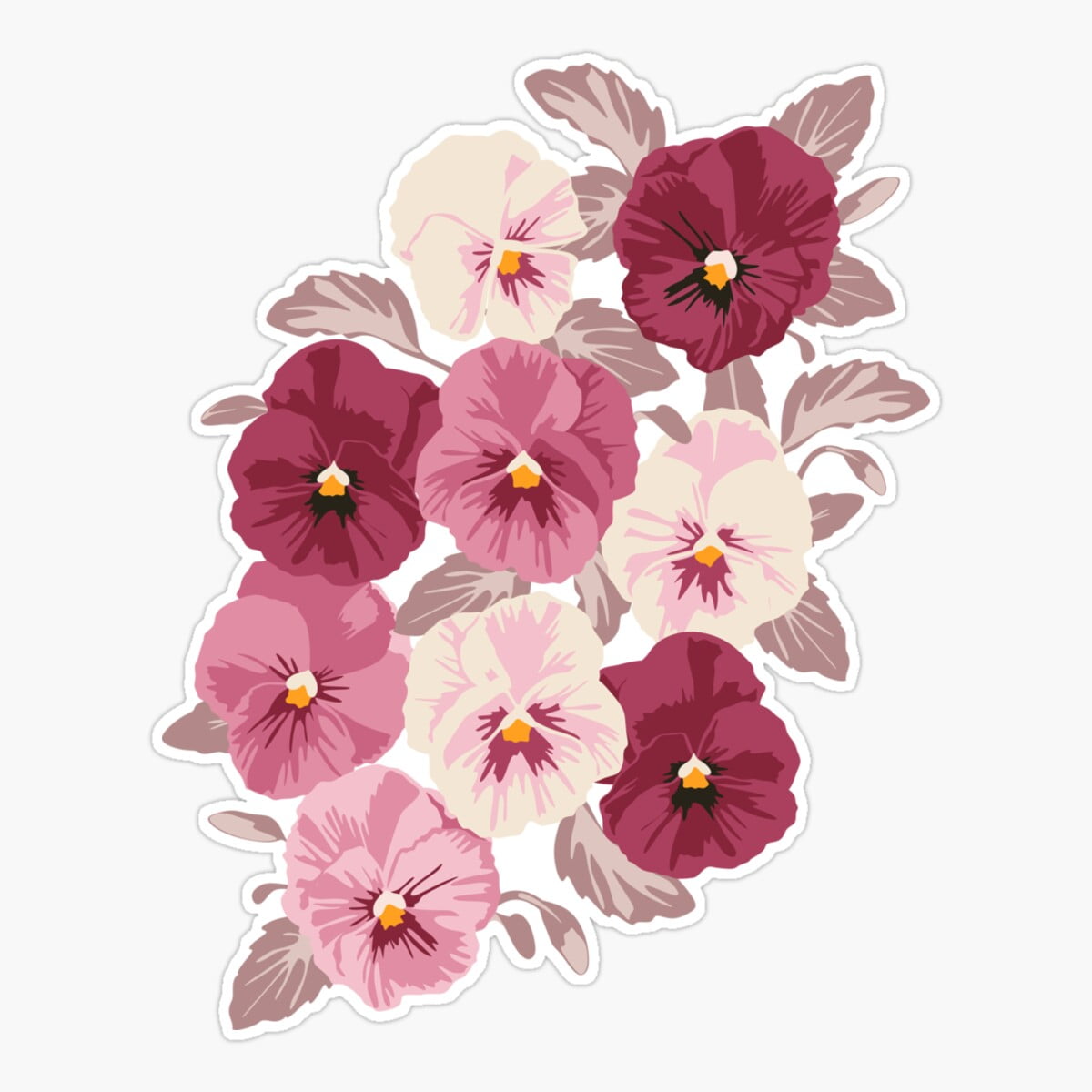 DOPASTICKER Field Of Pansies Sticker, Phone Sticker Water Bottle ...