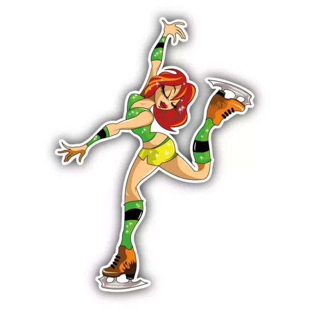 DOPASTICKER Figure Skater Girl Cartoon Sticker Decal Phone Decal Water ...