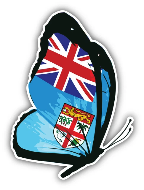 DOPASTICKER Fiji Flag Butterfly Sticker Decal Phone Decal Water Bottle ...