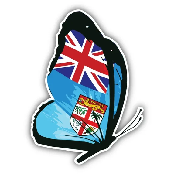 DOPASTICKER Fiji Flag Butterfly Sticker Decal Phone Decal Water Bottle ...