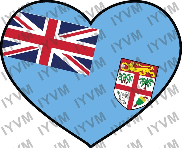 DOPASTICKER Fiji Flag Heart Sticker Decal Phone Decal Water Bottle ...
