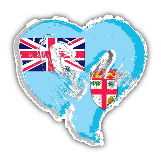 DOPASTICKER Fiji Grunge Heart Flag Sticker Decal Phone Decal Water ...