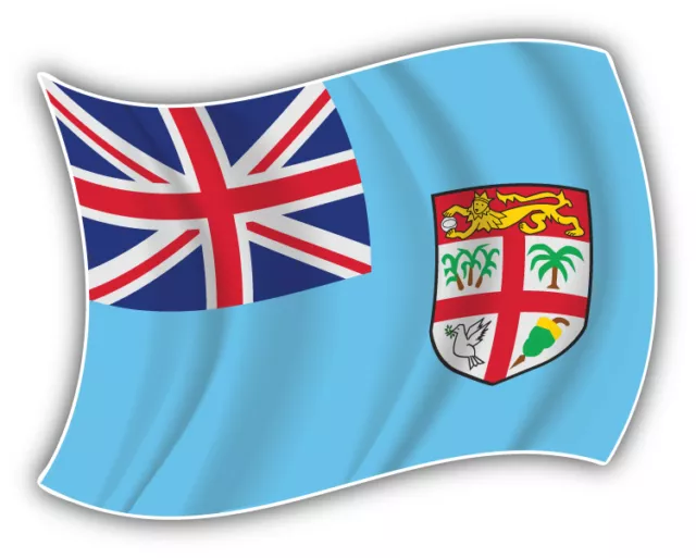 DOPASTICKER Fiji Waving Flag Sticker Decal Phone Decal Water Bottle ...