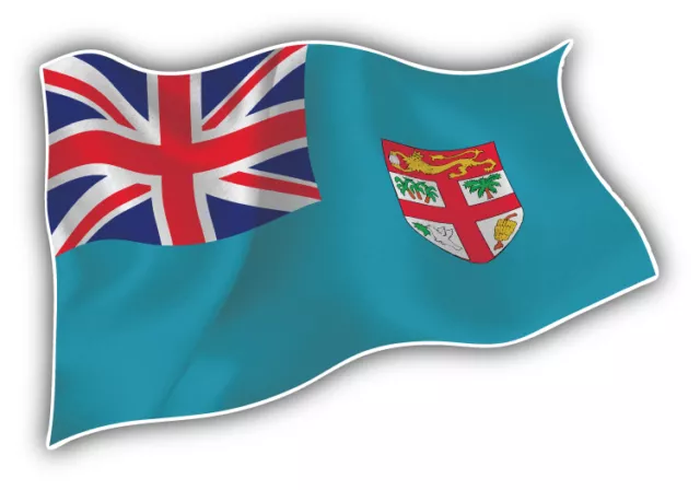 DOPASTICKER Fiji Waving Flag Sticker Decal Phone Decal Water Bottle ...