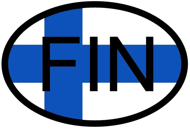 DOPASTICKER Fin Finland Country Code Oval With Flag Sticker Laptop ...