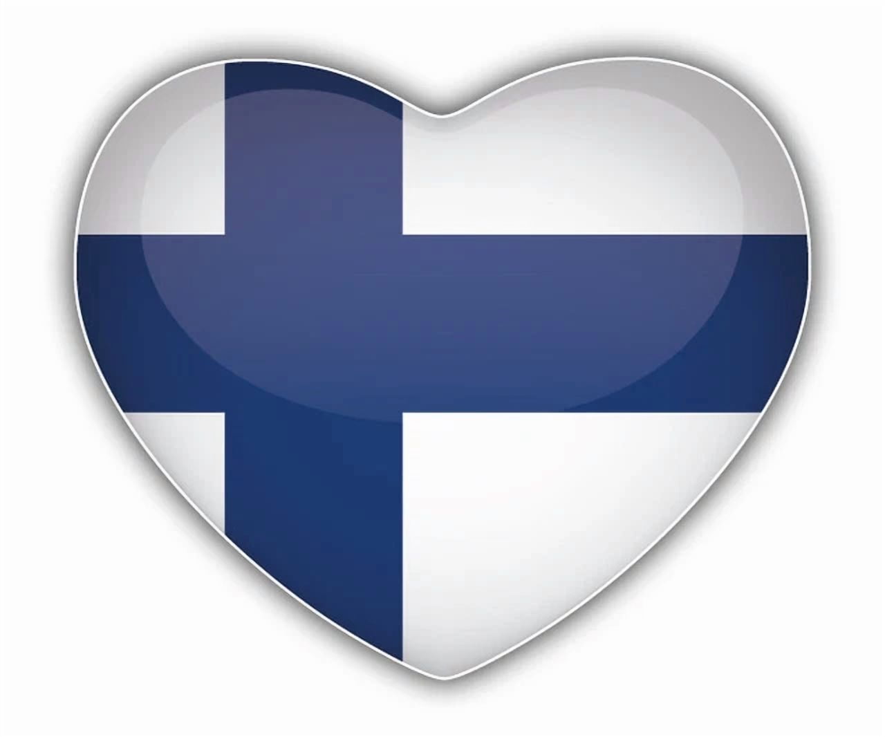 DOPASTICKER Finland Flag Heart Label Sticker Decal Phone Decal Water ...