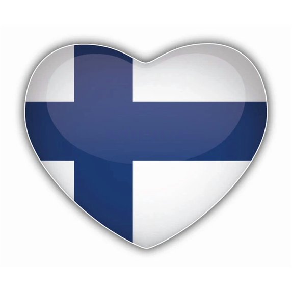 DOPASTICKER Finland Flag Heart Label Sticker Decal Phone Decal Water ...
