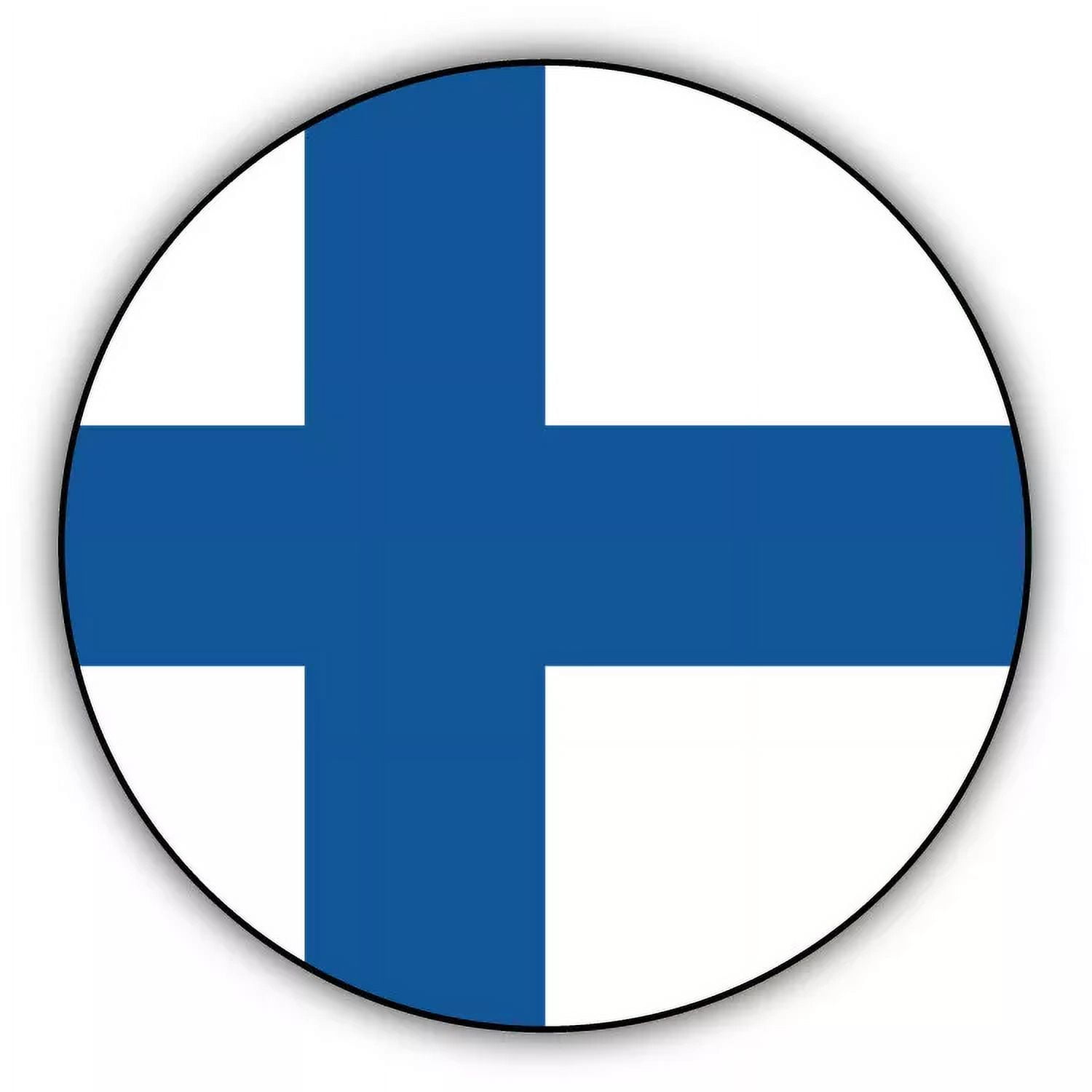 DOPASTICKER Finland Round Flag Sticker Decal Phone Decal Water Bottle ...
